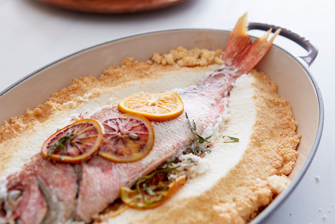 Whole Salt Baked Red Snapper with Citrus and Herbs | Diamond Crystal ...