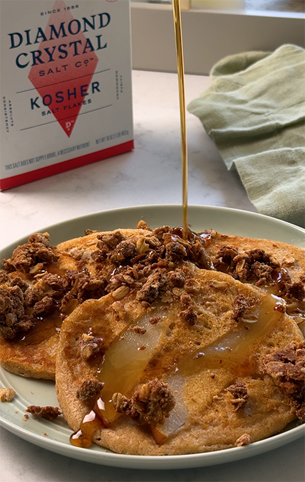 Pear Crumble Pancakes | Diamond Crystal® Salt Co.